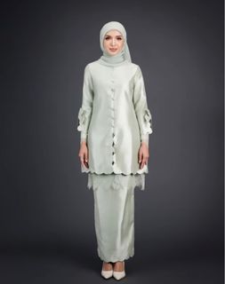 Marlena Kurung Hijabistahub (Green Tea), Women's Fashion, Muslimah ...