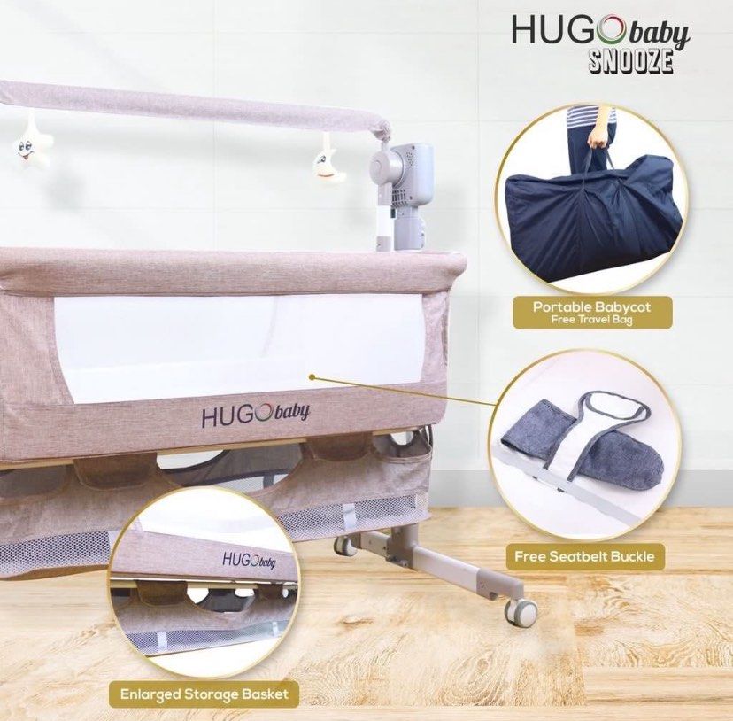 Babycot HugoBaby 3 in 1 Snooze Automatic Swing Baby Cot, Bedside Cot ...