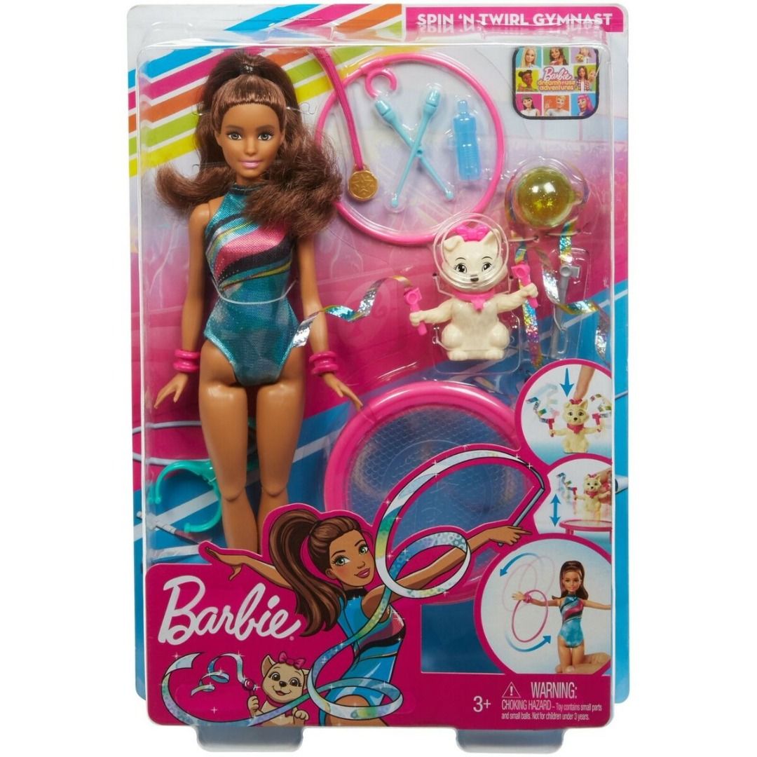 Barbie Spin 'n Twirl Gymnast Doll And Pet Playset, Hobbies & Toys, Toys ...