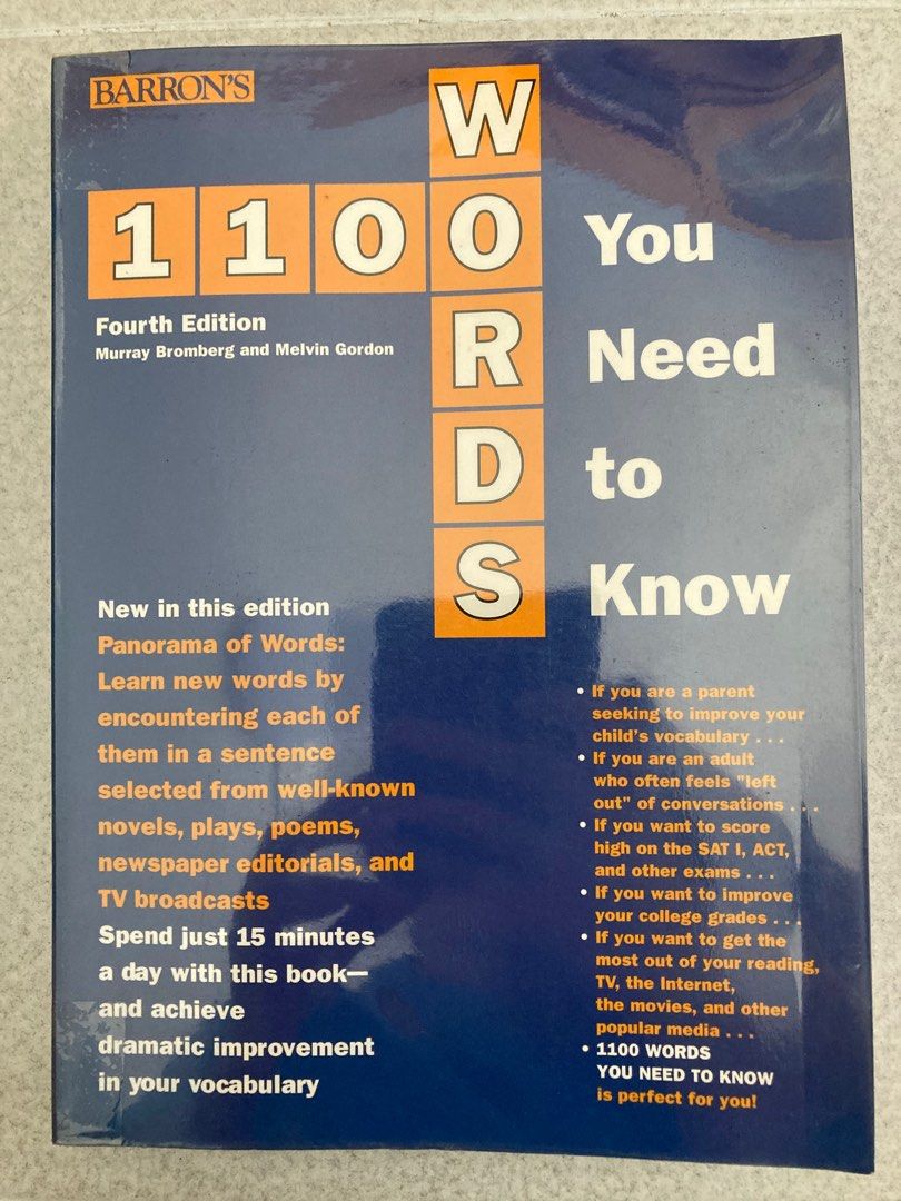 Barrons 1100 words you need to know. SAT English Vocabulary book ...