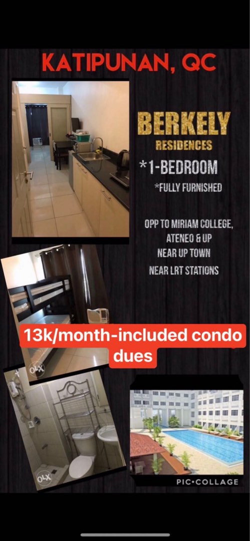 berkeley residences one bed room for lease -katipunan, Property ...