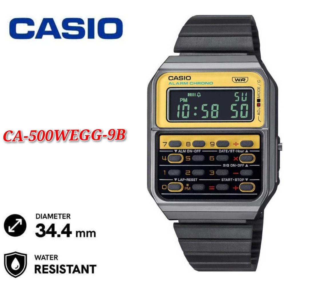 CASIO WATCH Vintage Calculator Digital Watch CA-500WEGG-9B ., Men's ...
