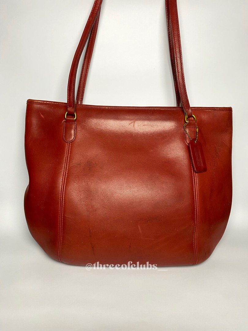 Coach Vintage Red Leather Framed Tote Shoulder Bag, Luxury, Bags ...