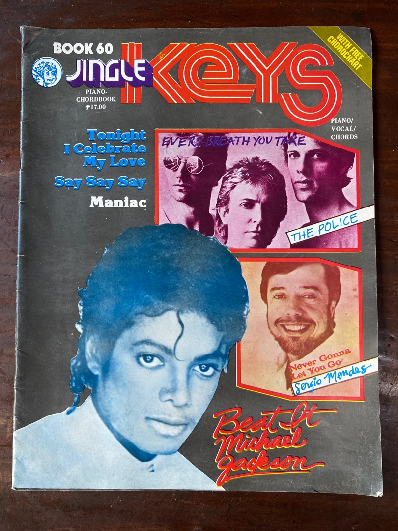 Jingle Keys Piano Chordbook Vintage Magazine Michael Jackson Beat It ...