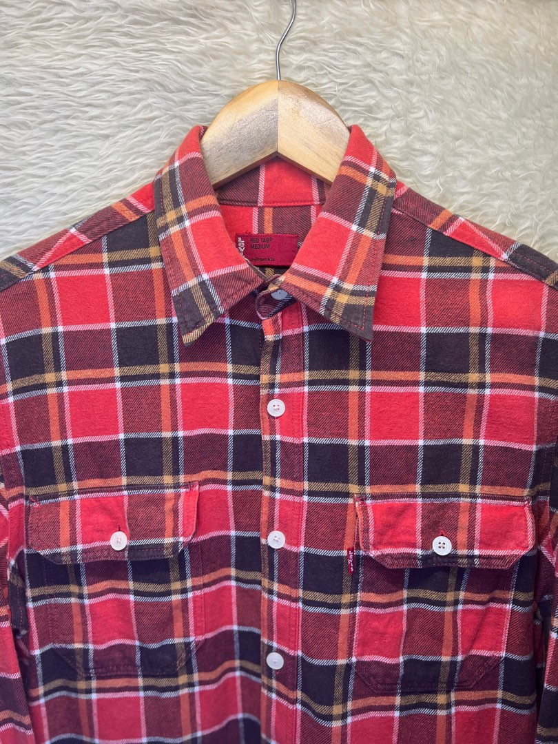 Levis X Joey Fresco Orange Flannel Black mustard checkered longsleeves ...