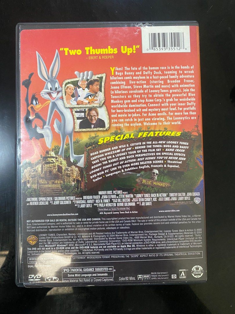 Looney Tunes - Back in Action (DVD, 2004, Widescreen) Brendan Fraser ...