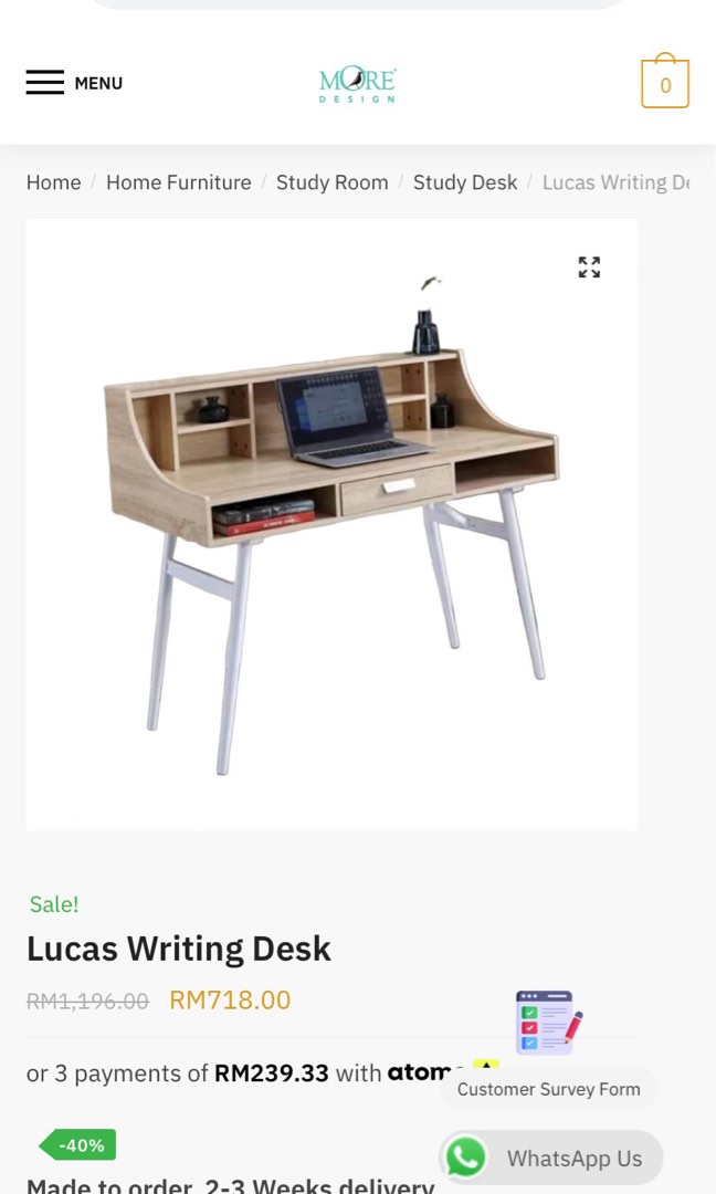 Lucas Writing Desk, Furniture & Home Living, Furniture, Other Home ...