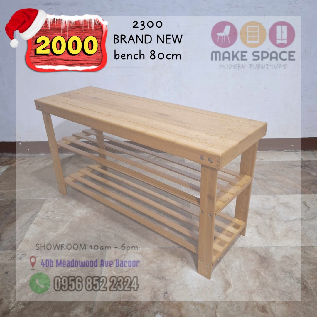 MAKE SPACE bench seat w/ 2 tier rack | brand new on hand, Furniture ...