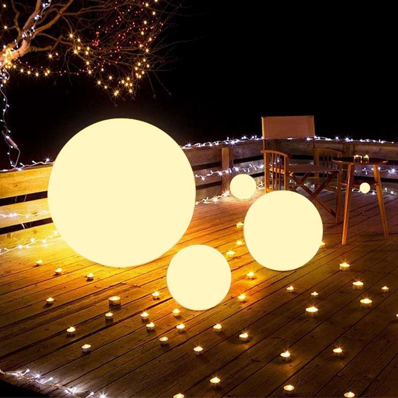 Rechargeable LED Light Ball Table Lamp Night Light with Remote Control ...