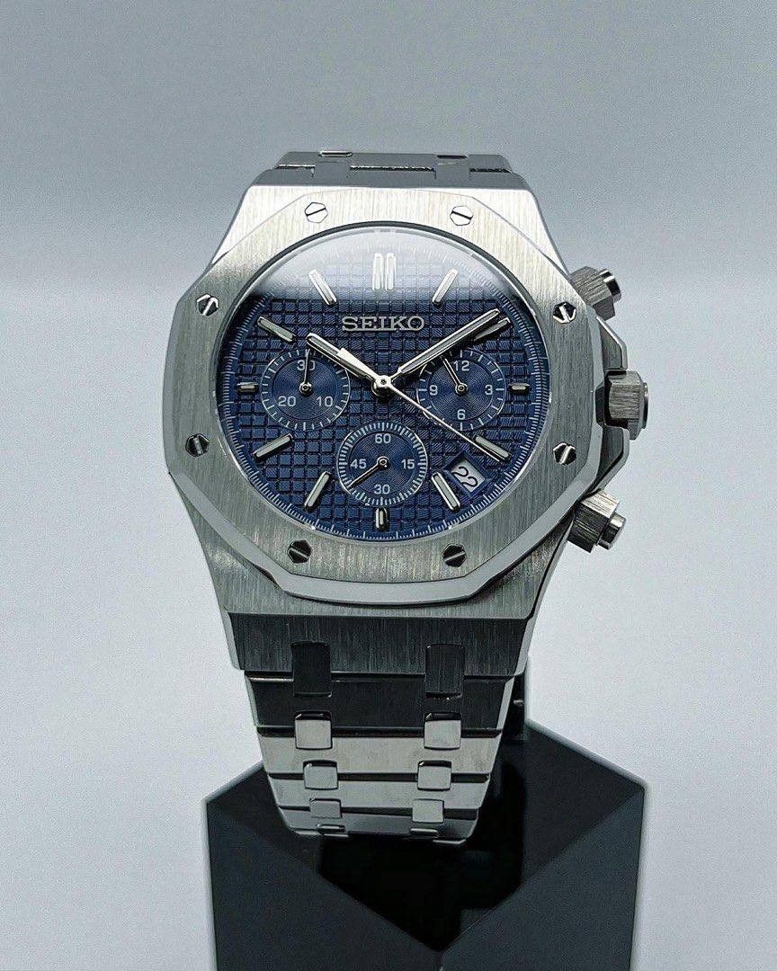 Seiko mod X Ap Royal Oak Blue Dial, Luxury, Watches on Carousell