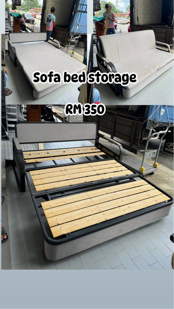 Sofa bed siap tilam Queen, Furniture & Home Living, Furniture, Bed ...