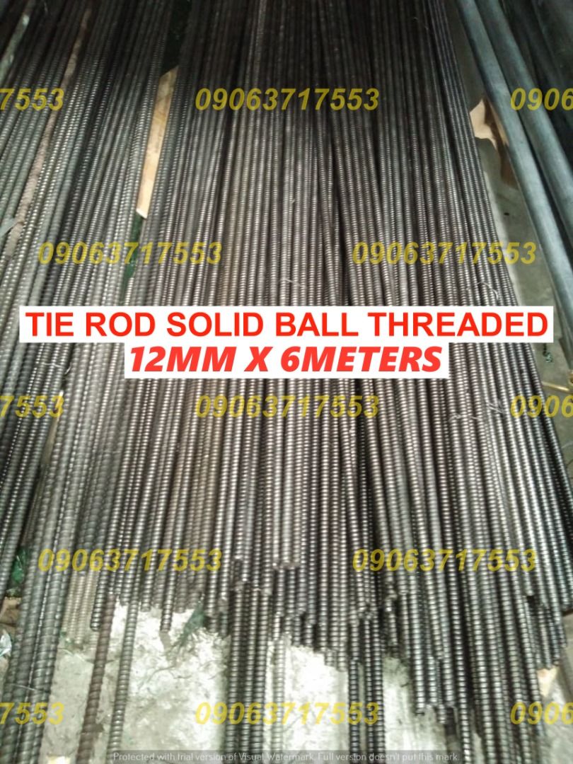Tie rod 12mm x 6meters Ball Threaded Solid Thread Heavy Duty "Real ...