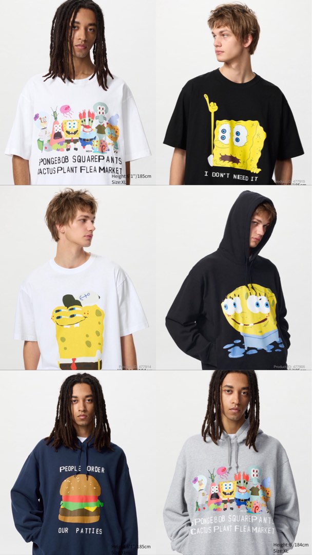 Uniqlo x CPFM x SpongeBob Collection, Men's Fashion, Tops & Sets ...