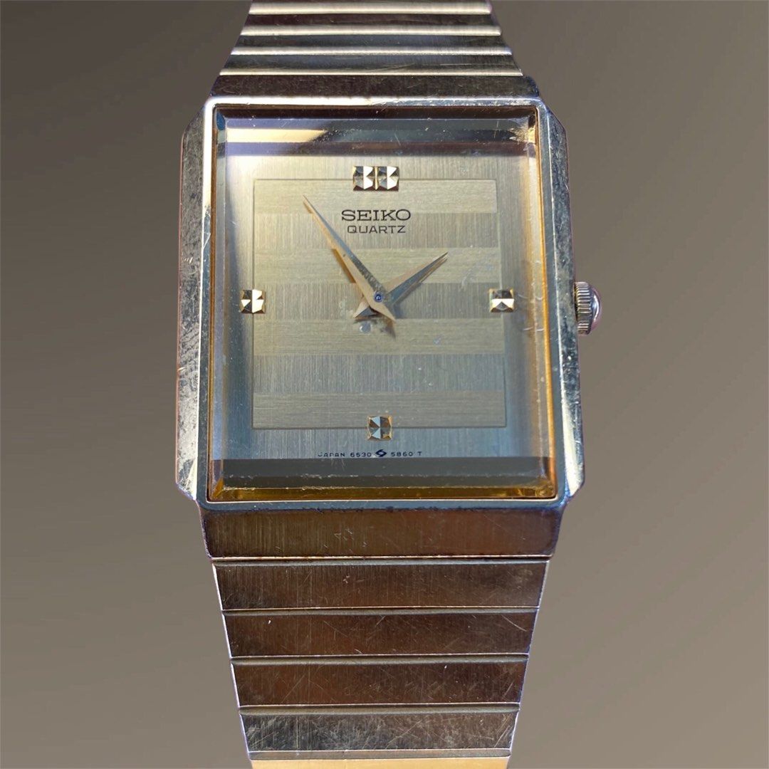 Vintage SEIKO 6530-5460 Gold PL Square Tank Quartz Dress Watch, Men's ...