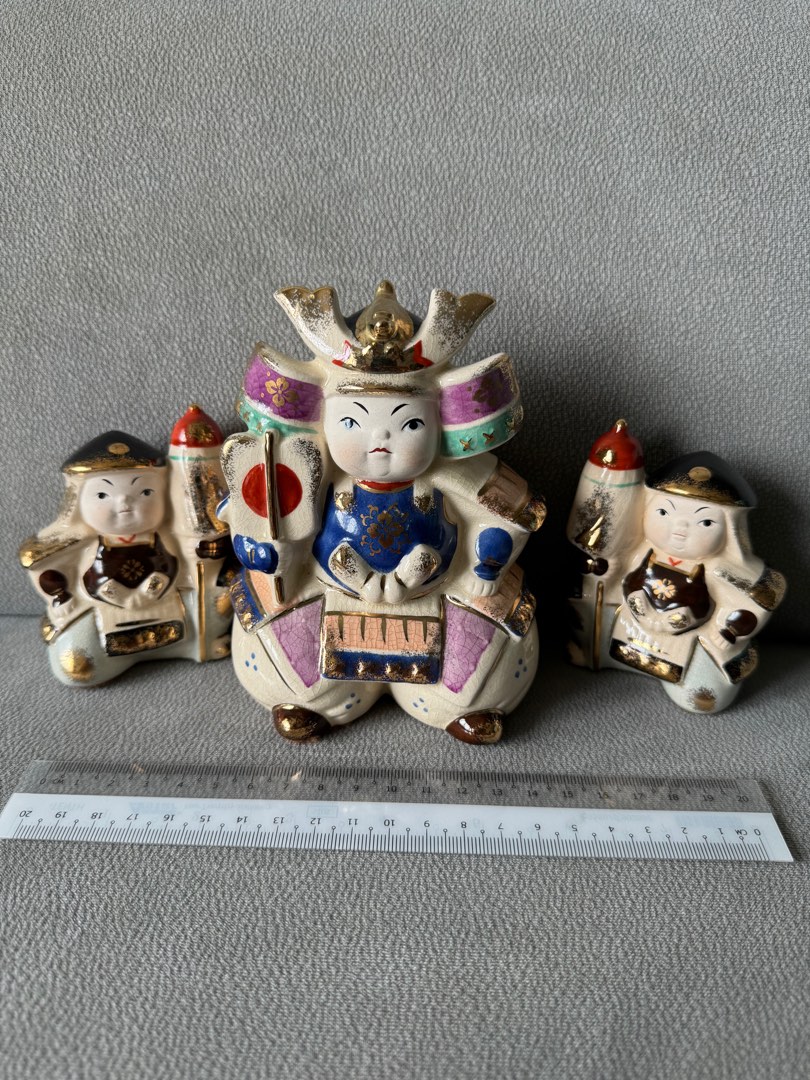 Yakushi kiln May dolls made in Japan Dragon Boat Festival phrases mini small palm size pottery ...