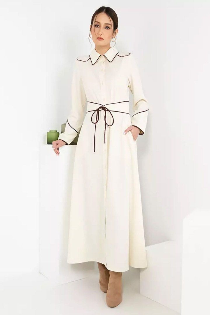 ZALIA T-shirt Dress in Cream colour, Women's Fashion, Dresses & Sets ...