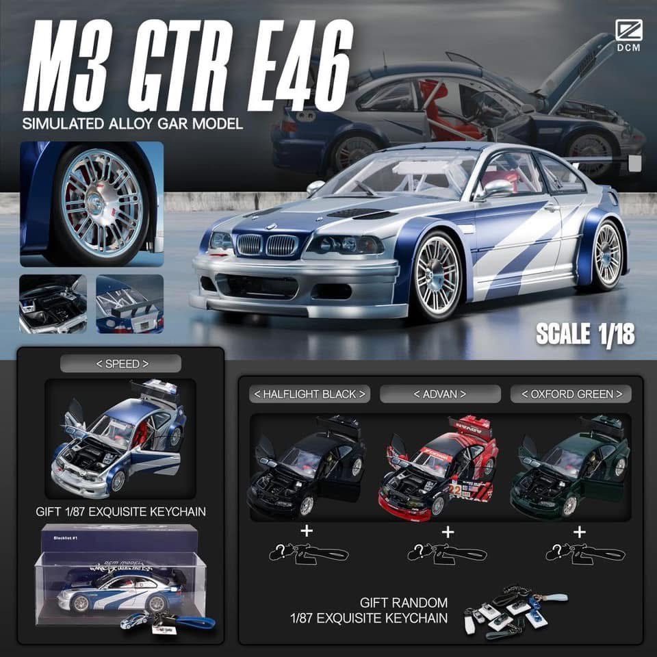 1/18 DCM BMW M3 GTR E46 Need For Speed Version (full opening diecast) - Speed, Black, Advan ...