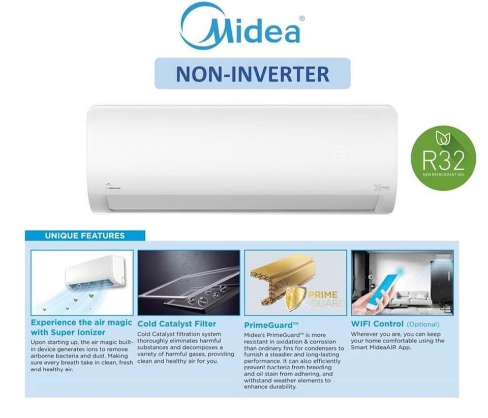 1hp Midea R32 New Aircond FREE PASANG, Furniture & Home Living ...
