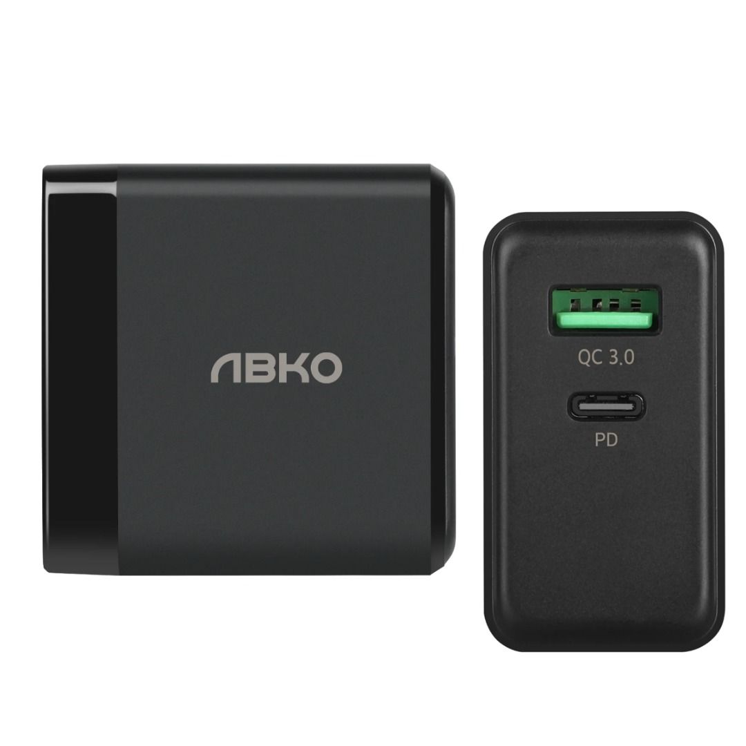 ABKO 國際廠牌 GaN 65w 氮化鎵充電器 包三種插頭 Type C+USB PD 快充 MacBook Notebook 手提電腦 遊戲機（ETL 國際安全認證）, 手提電話, 電話及 ...