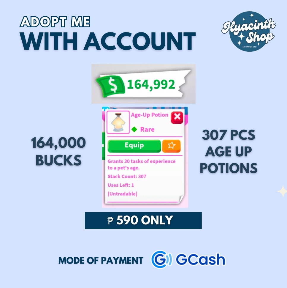 Adopt Me Bucks and Age Up Potions with Account (307 AGE UP POTIONS ...