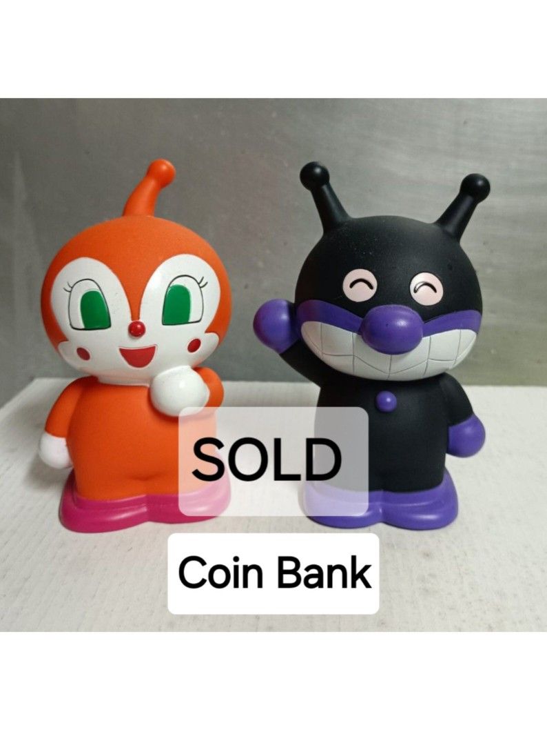 Anpanman Bread Man Cartoon Anime Vintage Soft Vinyl Squeaky Toy Coin ...