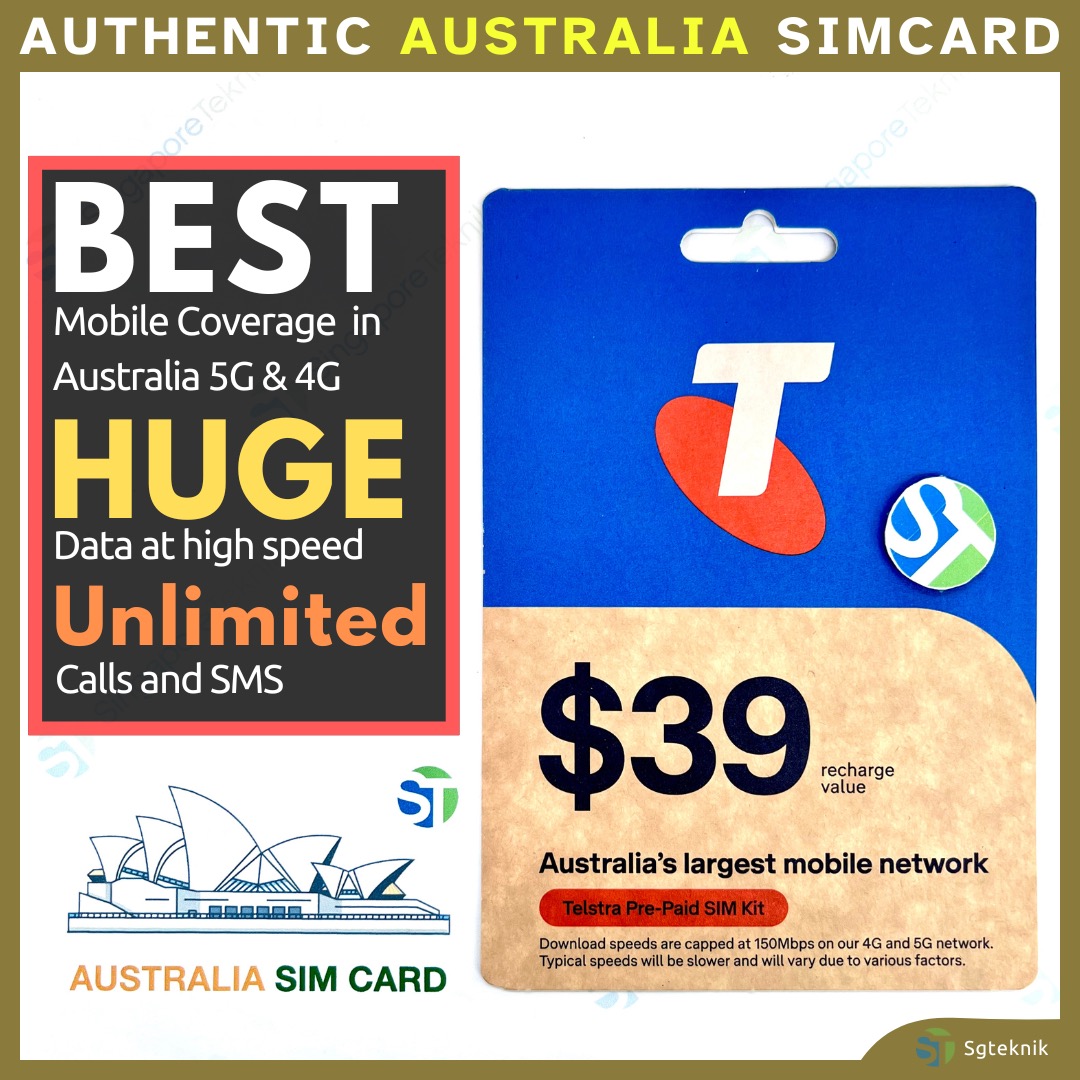 Australia BEST Coverage Telstra eSIM Simcard 5G 4G 40GB Data FREE Call ...