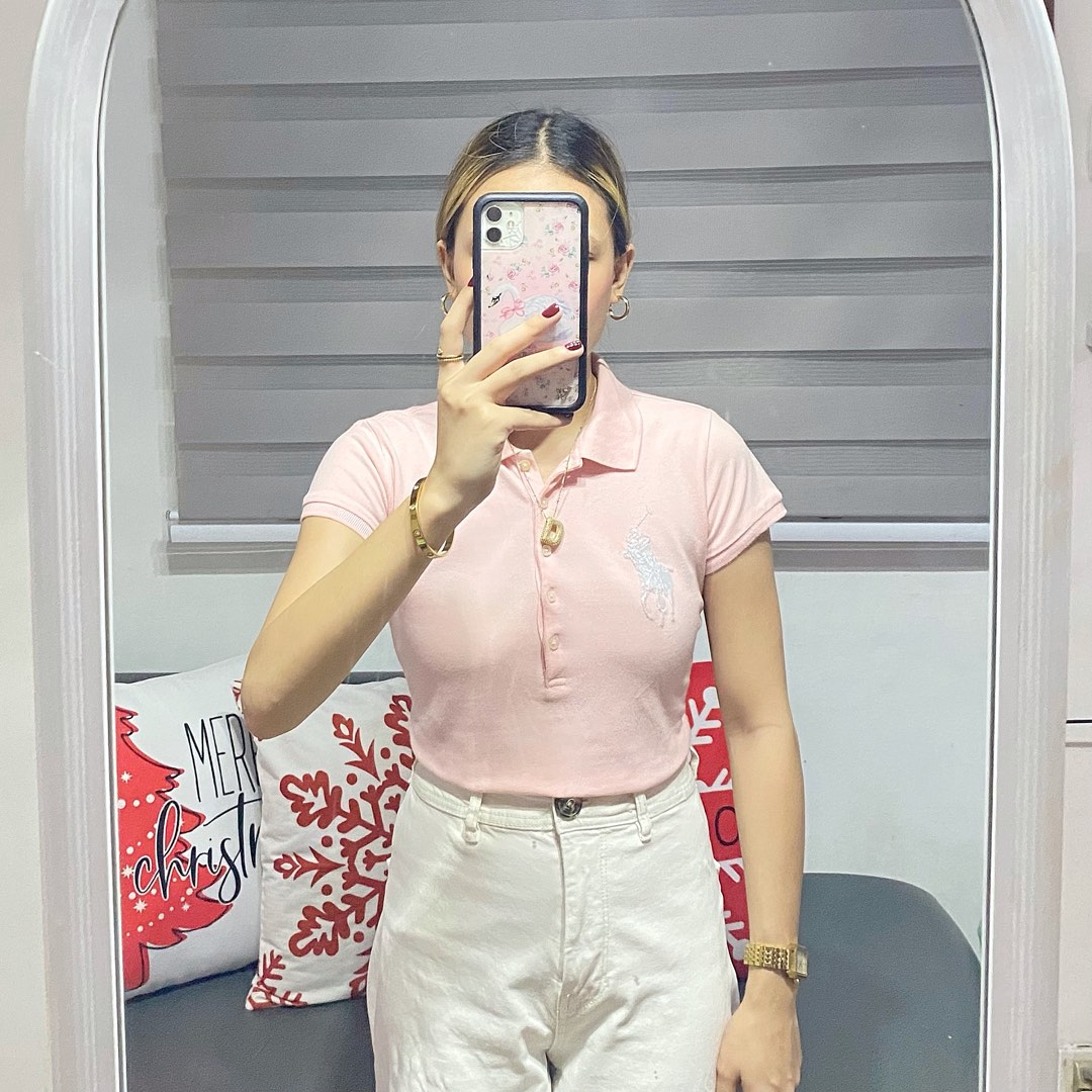 auth ralph lauren baby pink polo shirt, Men's Fashion, Tops & Sets ...