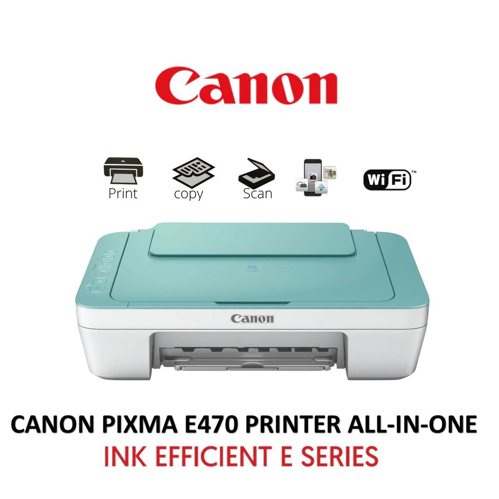 Canon PIXMA E470 Printer - Print, Scan, Copy, Wireless All in One Color ...