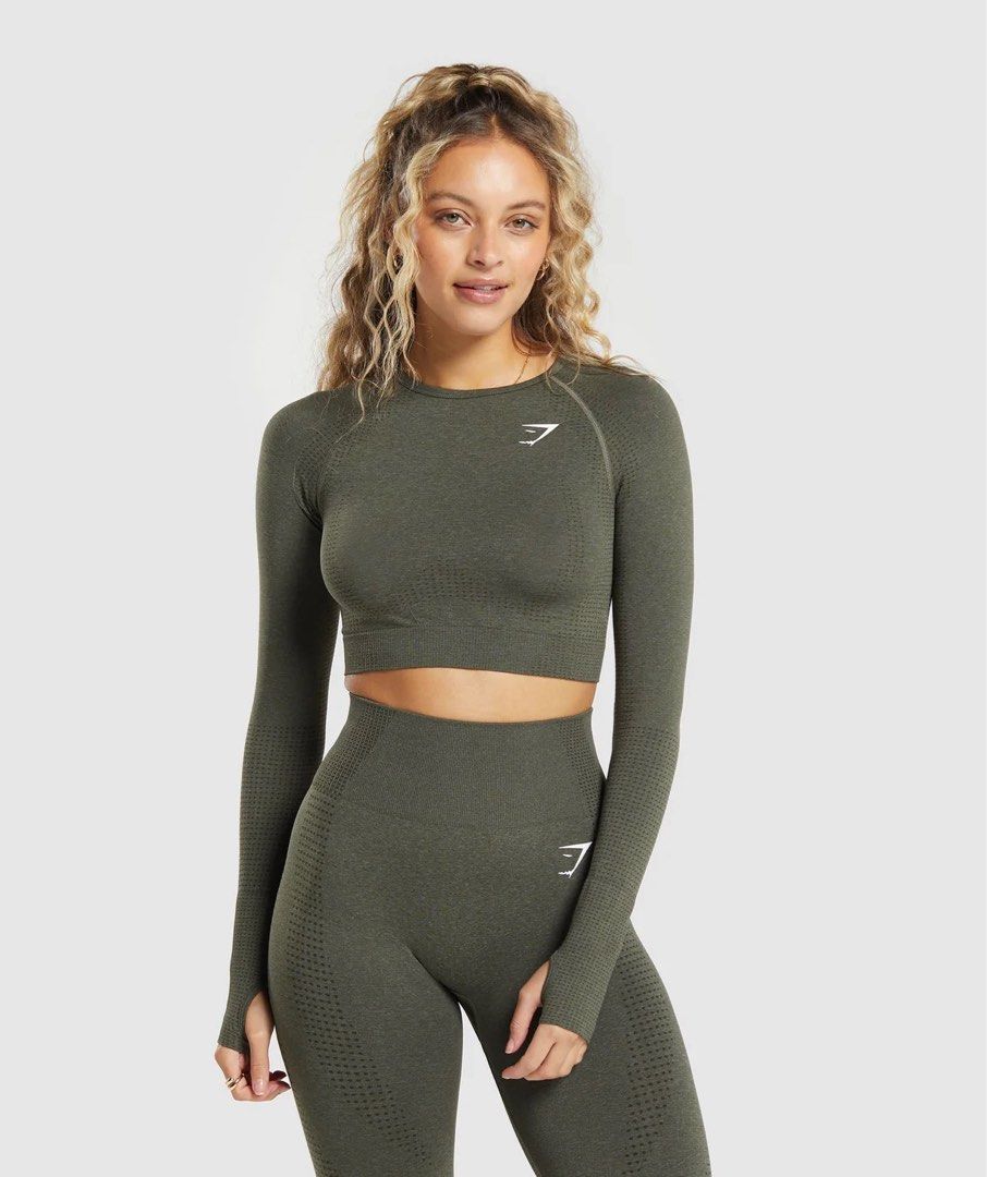 GYMSHARK SET: vital seamless 2.0 crop top and shorts, Women's Fashion ...