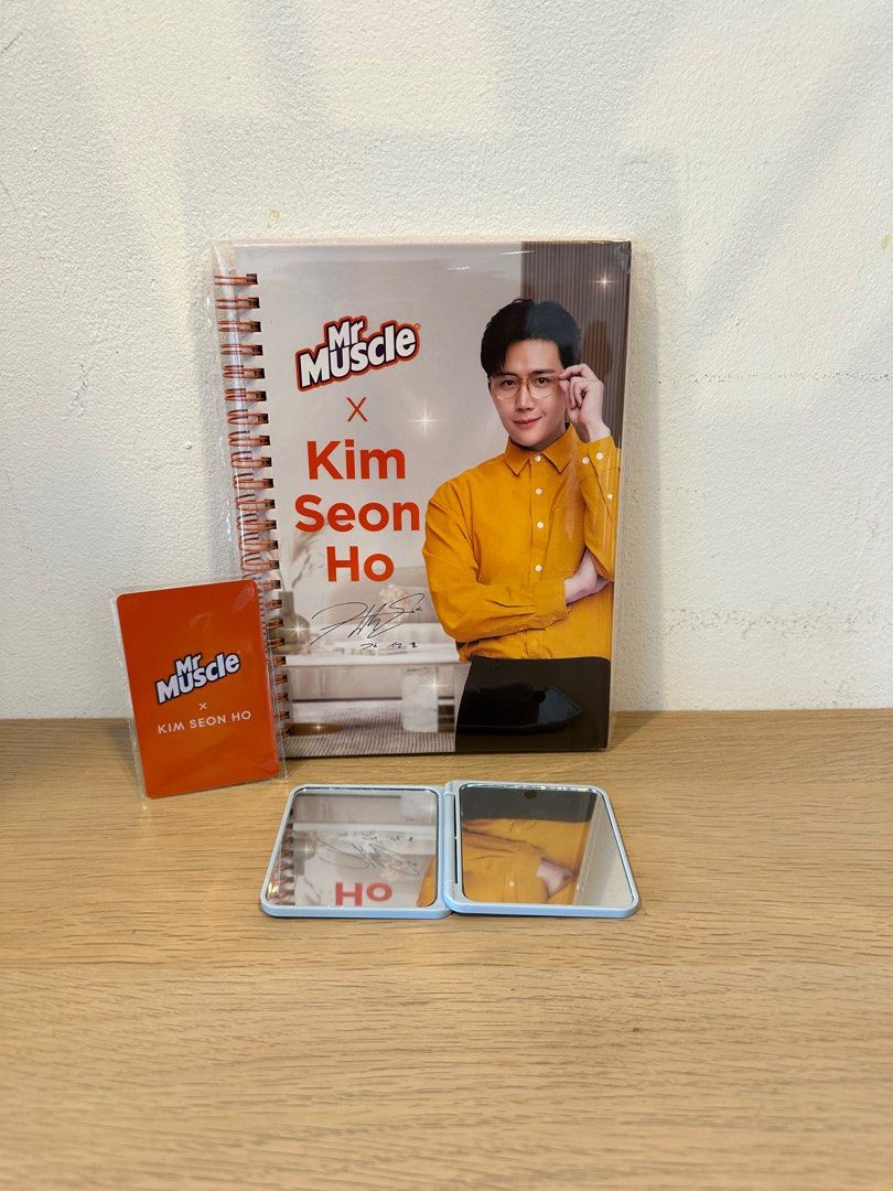 Kim Seon Ho x Mr Muscle note book , flip pocket mirror and card ...