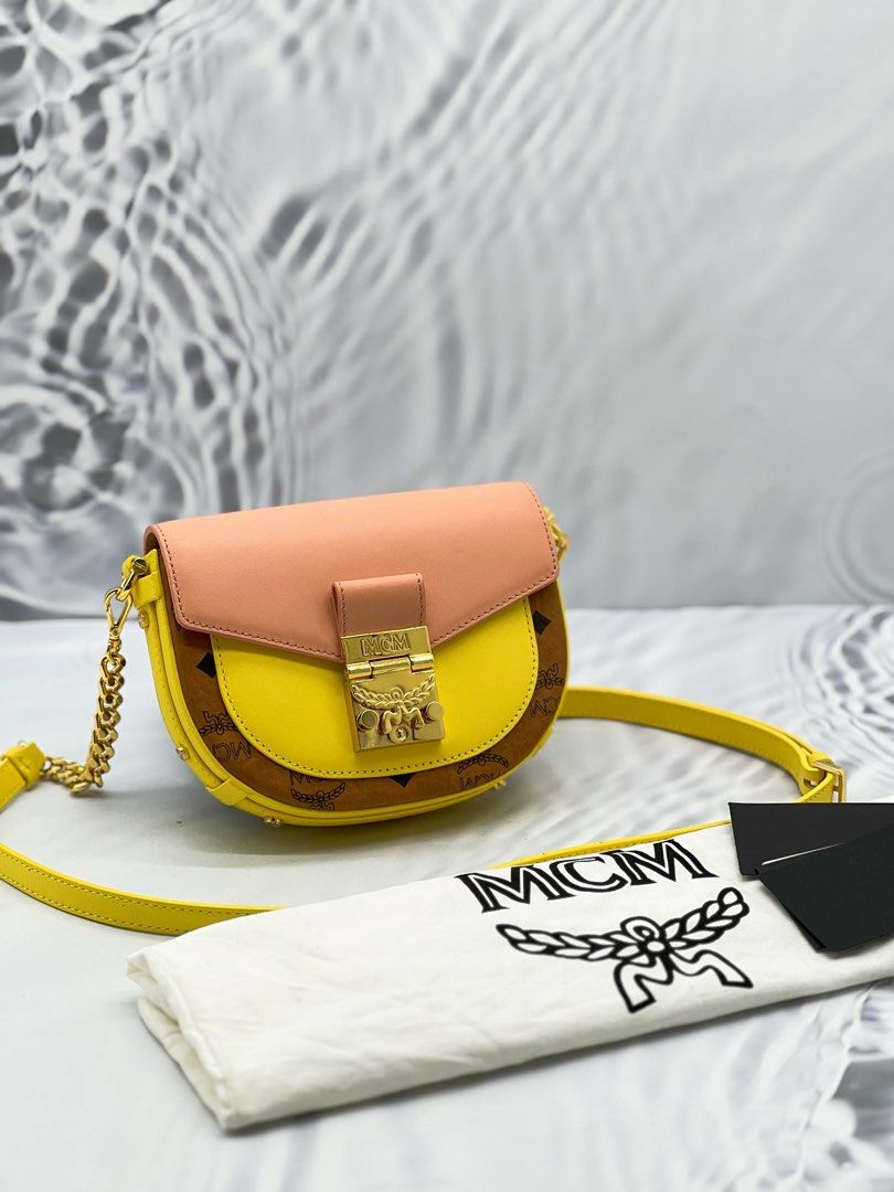 (LIKE NEW) 2021 MCM TRACY HALF MOON CROSSBODY BAG IN VISETOS CANVAS ...