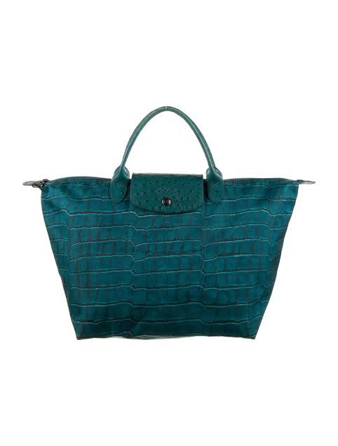 Longchamp Crocodile Print Le Pilage Tote - Limited Edition (Blue Green ...