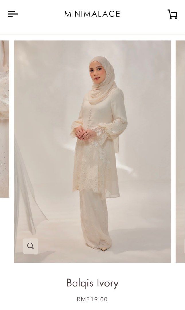Minimalace - Balqis Ivory, Women's Fashion, Muslimah Fashion, Baju ...