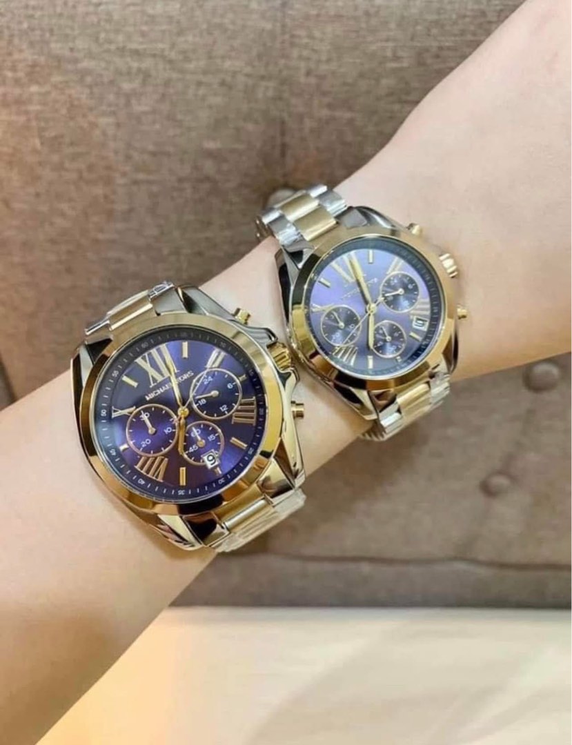 MK COUPLE BLUE DIAL TWO TONE BRADSHAW AUTHENTIC WATCH, Women's Fashion ...