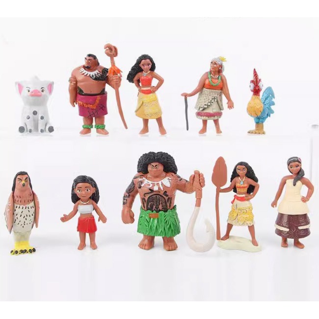 Moana, Chief Tui, Hei Hei the Rooster, Maui 10pcs American Animated ...