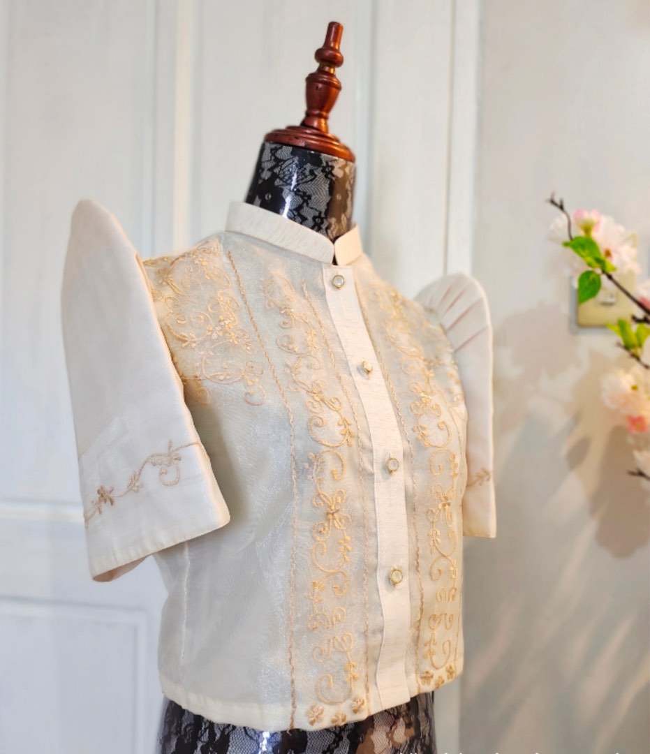 Modern Filipiniana Barong Blouse, Women's Fashion, Tops, Blouses on ...