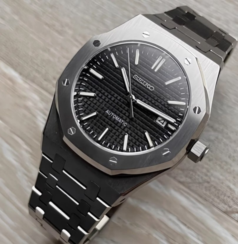 Seiko AP Black Royal Oak Mod 41mm, Men's Fashion, Watches & Accessories ...