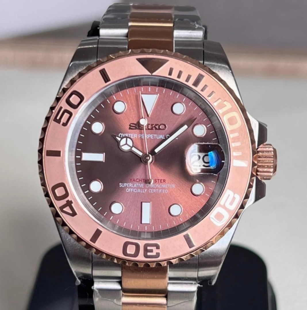 Seiko Pink Yachtmaster Sunset Dial Mod 40mm, Men's Fashion, Watches ...