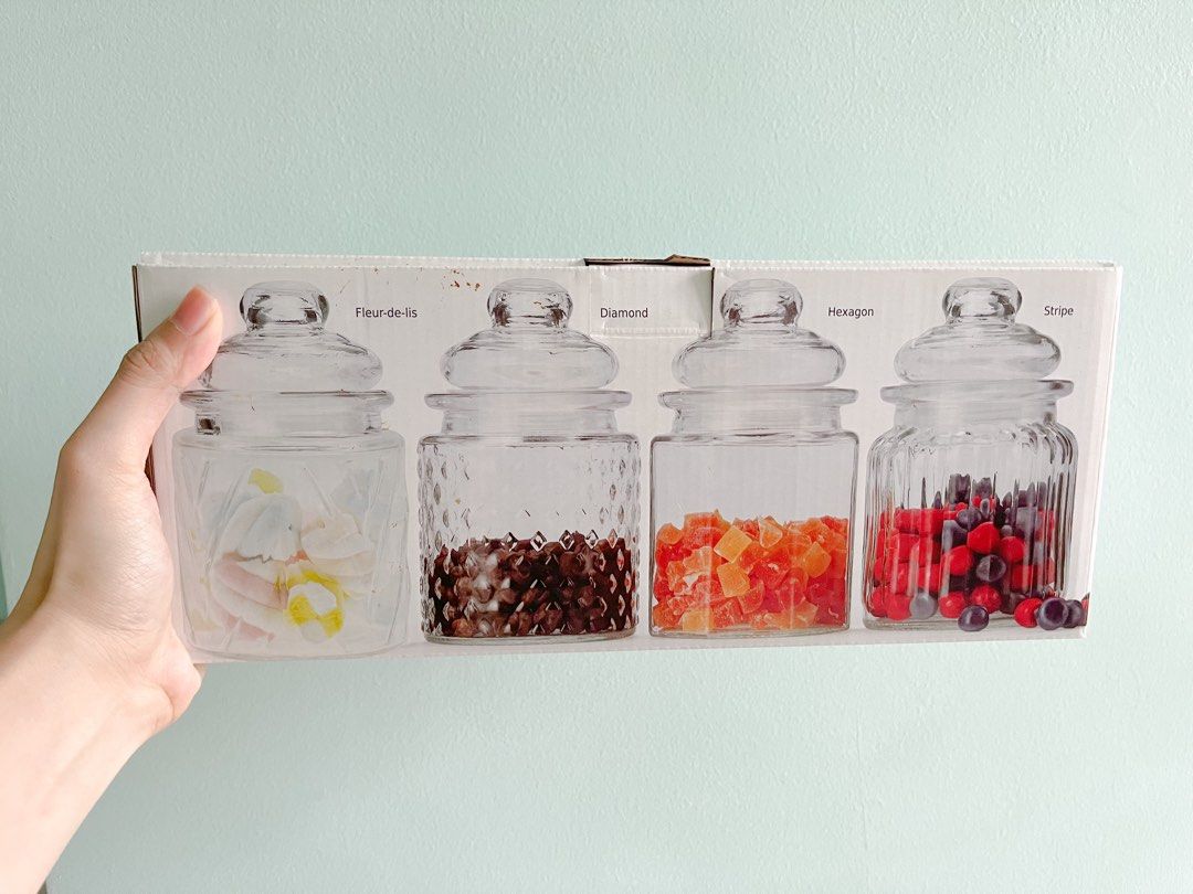 SSF Glass Mini Containers (4pcs), Furniture & Home Living, Kitchenware ...