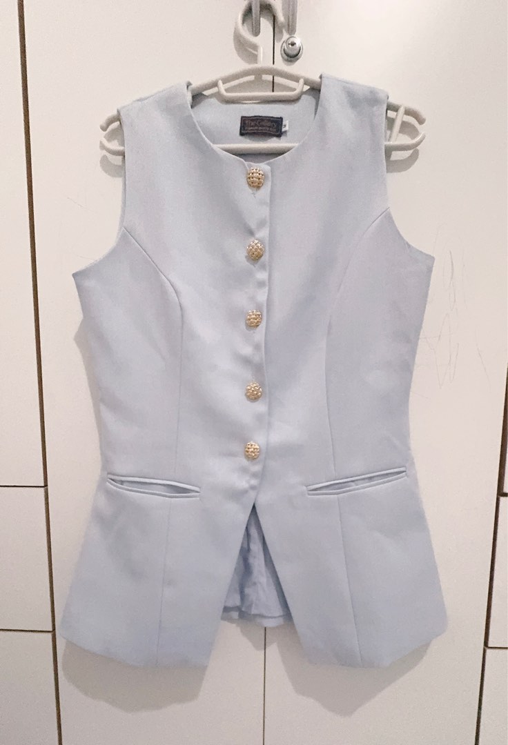 The Gallery Light Blue Vest, Women's Fashion, Tops, Others Tops on ...
