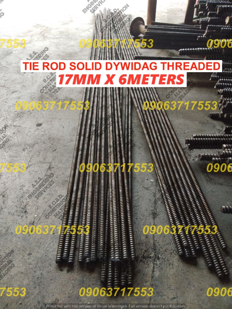 Tie rod 17mm x 6meters Dywidag Threaded Solid Thread Heavy Duty "Real ...