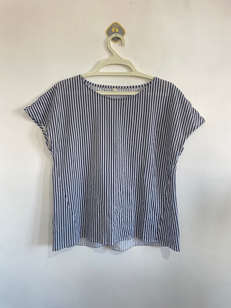 Topvalu Japan Pinstripes Top, Women's Fashion, Tops, Blouses on Carousell