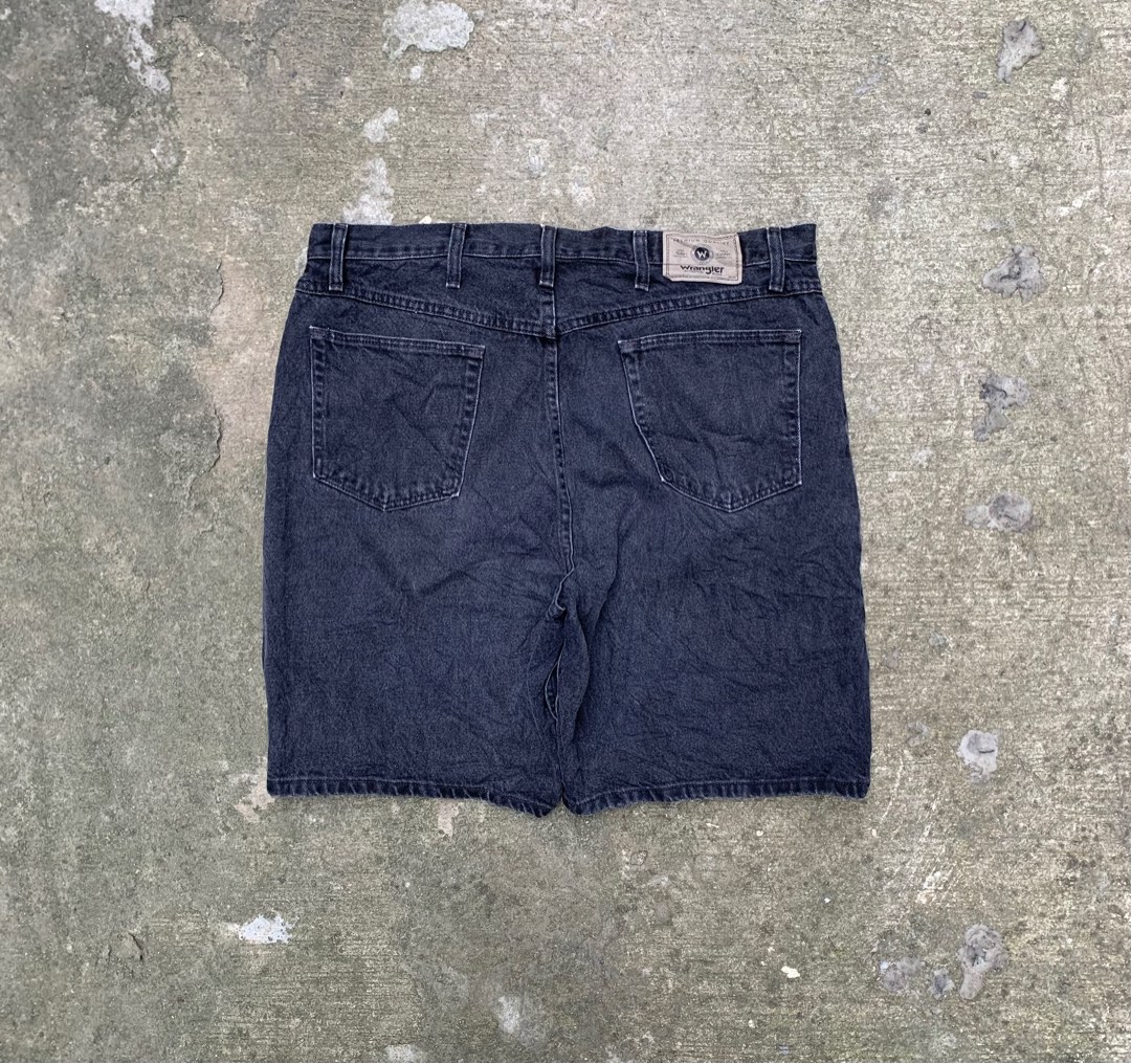 WRANGLER ACID WASH BLACK DENIM JORTS, Men's Fashion, Activewear on ...