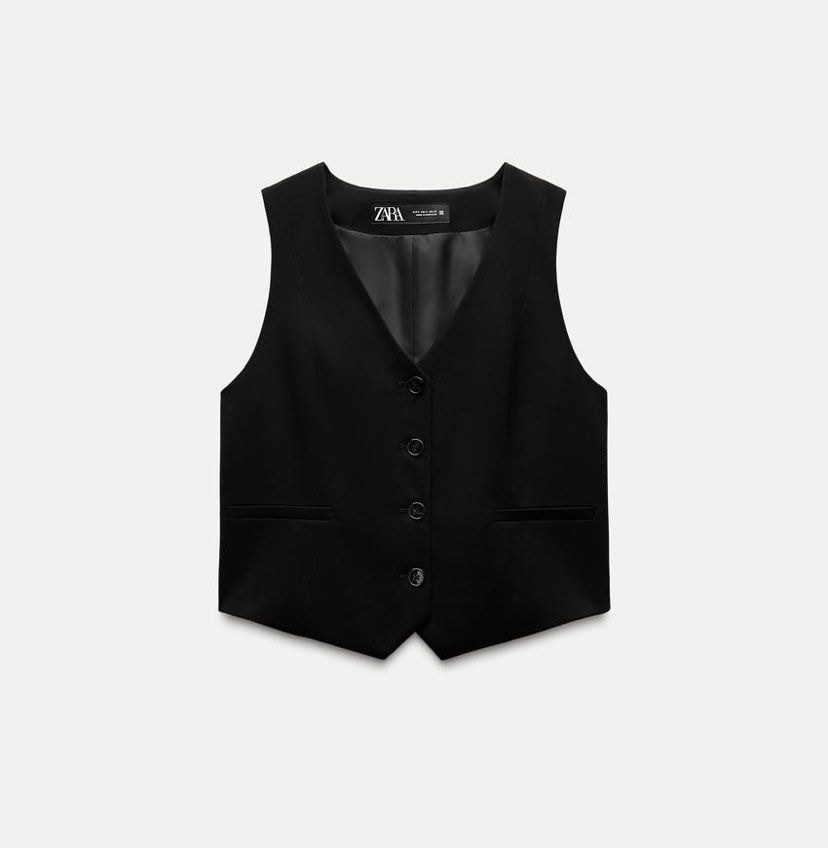 Zara Black Vest Waistcoat, Women's Fashion, Tops, Others Tops on Carousell