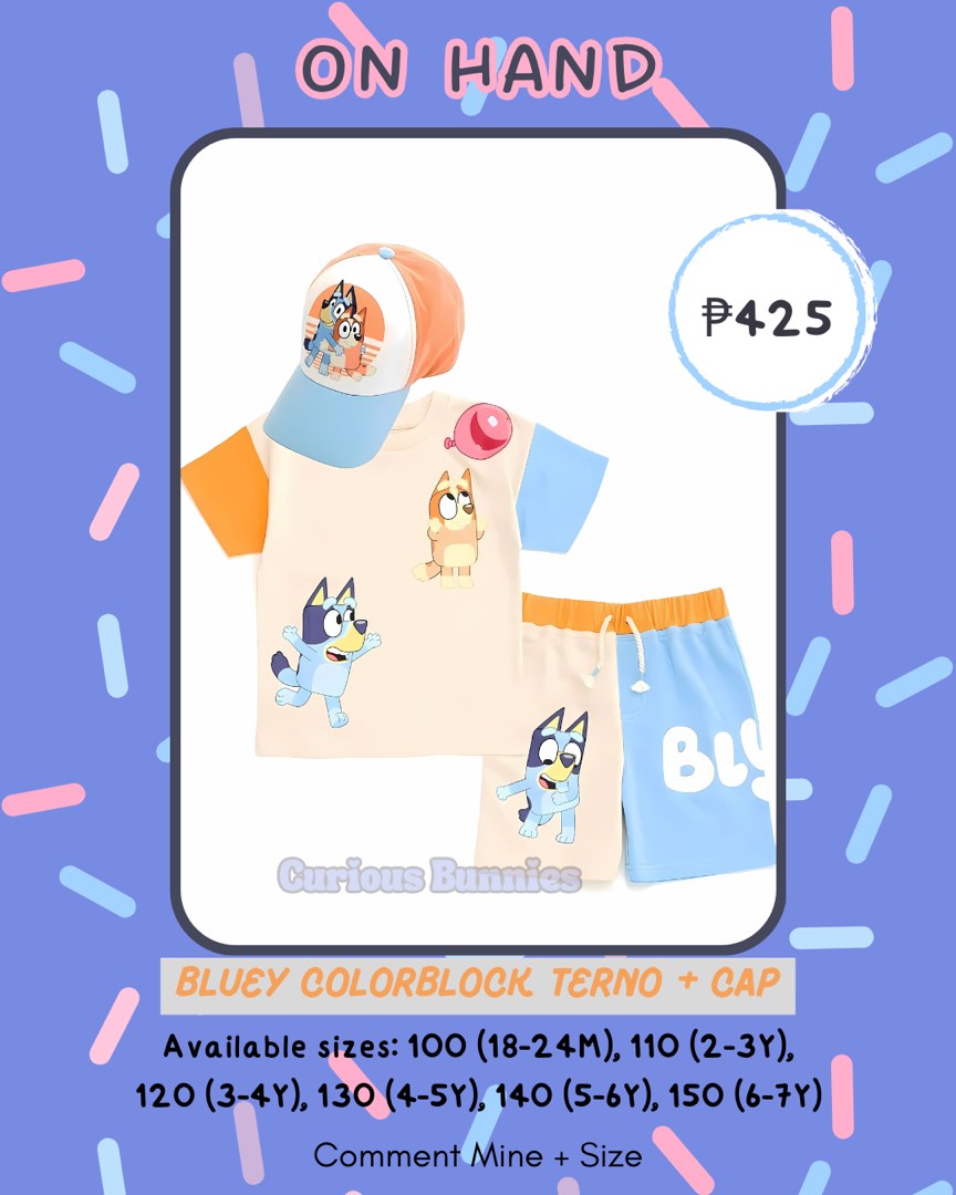 BLUEY Colorblock Terno with Cap, Babies & Kids, Babies & Kids Fashion ...