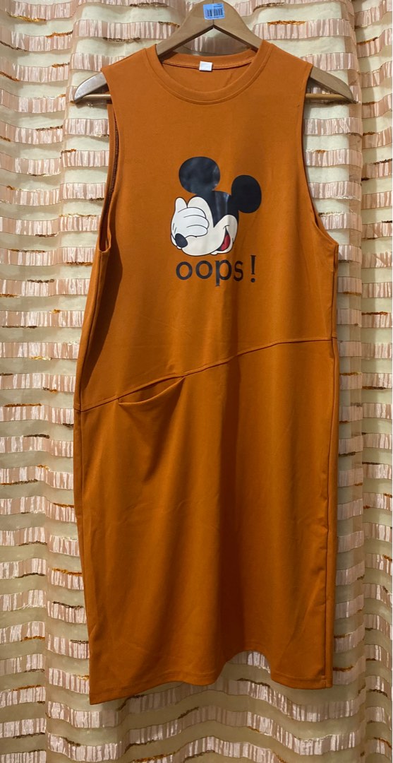 BURNT ORANGE MICKEY MOUSE DRESS, Women's Fashion, Dresses & Sets ...