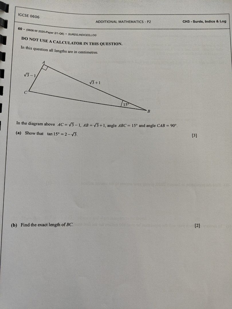 Cambridge Igcse 0606 Additional Mathematics Topical Past Year Paper