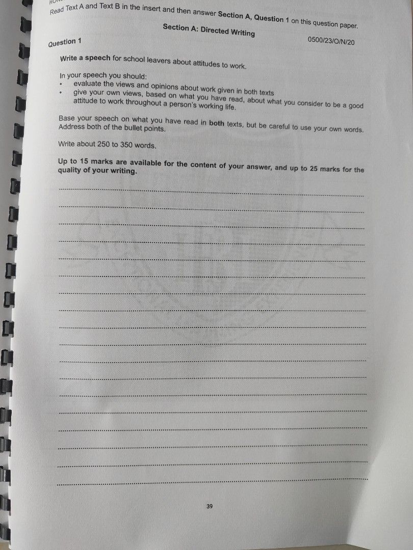 Cambridge IGCSE First Language English 0500 Topical Past Year Papers ...