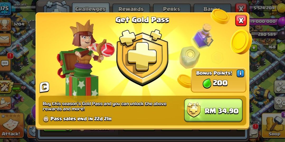 Clash Of Clans Gold Pass, Video Gaming, Gaming Accessories, In-Game ...