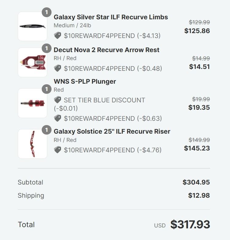 [Complete ILF Recurve Set] Galaxy Solstice 25" inch Riser with ...
